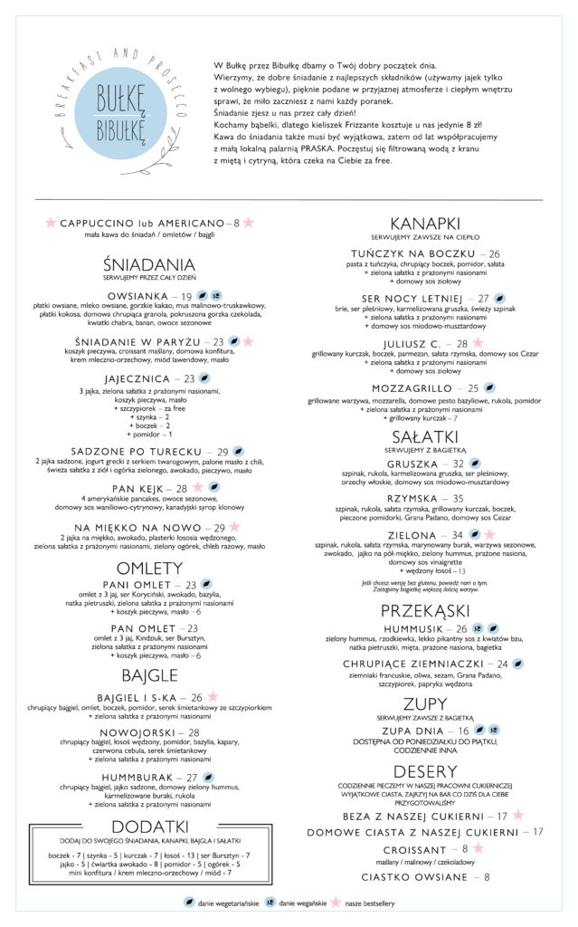 Bułkę Przez Bibułkę Menu - Bułkę Przez Bibułkę